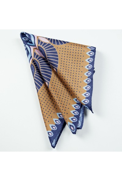 Lacivert-Kiremit Desenli Mendil