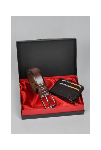 Aka Hakiki Deri Kartlık - Cüzdan Kemer Seti