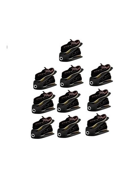 Gondol Plastik Ayakkabı Rampası Siyah 10'lu