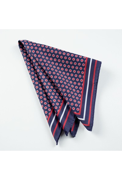 Lacivert-Kırmızı Desenli Mendil