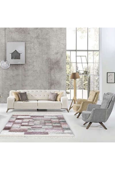 Henge Modern Baskılı Patchwork Efektli̇ Bej Mor Gri Halı HR_034 Henge Modern Baskılı Patchwork Efektli̇ Bej Mor Gri Halı HR_034