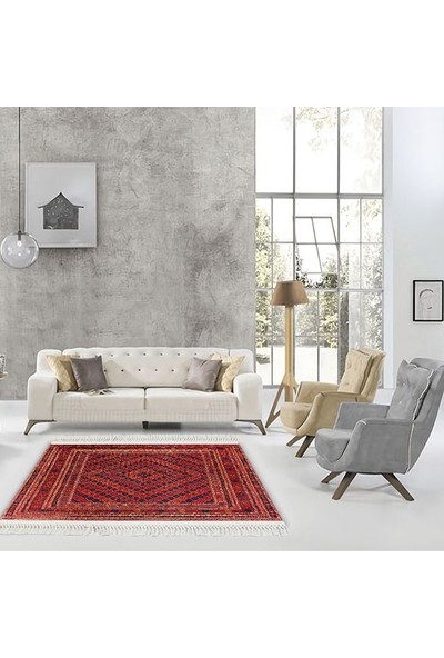 Henge Classic Desen Baskılı Kırmızı Lacivert Halı HR_035 Henge Classic Desen Baskılı Kırmızı Lacivert Halı HR_035