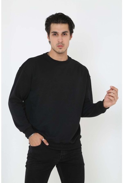 Belifanti Collection Düz Oversize Bisiklet Yaka Erkek Sweatshirt Siyah Belifanti Collection Düz Oversize Bisiklet Yaka Erkek Sweatshirt Siyah