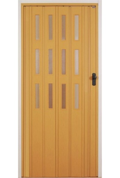 Yaman Plastik 87 x 200 Camlı Meşe Katlanır Akordiyon Kapı 12 mm Kalınlığında