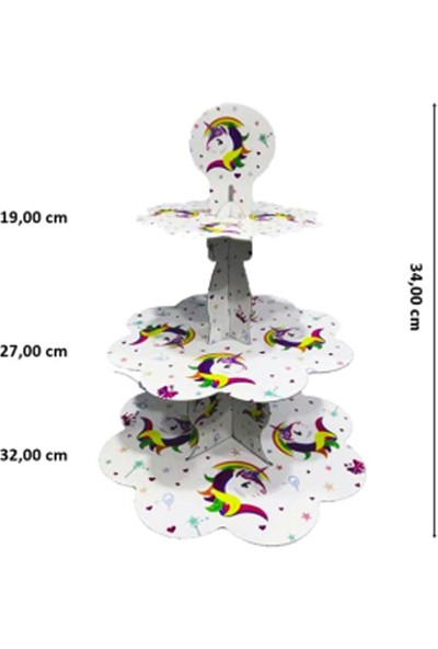 Süslü Horanta Unicorn Kek Standı
