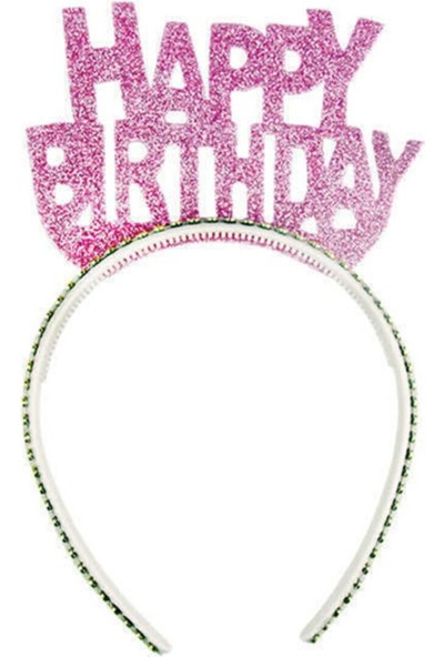 Süslü Horanta Eva Simli Happy Bırthday Taç Pembe