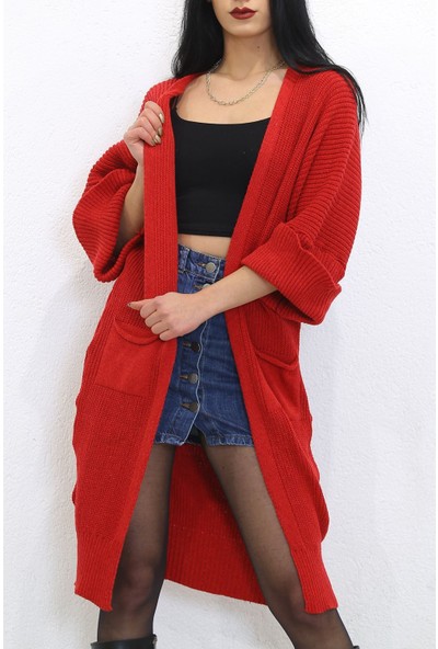 Otantik Yarasa Kol Uzun Hırka Kırmızı - 8587.1319. Otantik Yarasa Kol Uzun Hırka Kırmızı - 8587.1319.