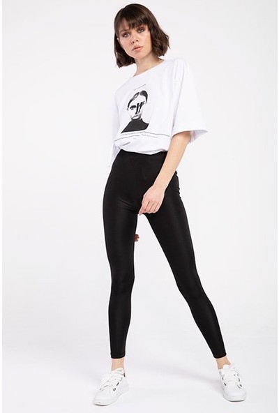 Otantik Bel Lastikli Disko Siyah Tayt - LKS180 Otantik Bel Lastikli Disko Siyah Tayt - LKS180