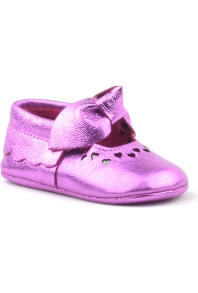 Hapshoe Kids Hakiki Deri Fuşya Fiyonklu Lastikli Bebek Patik Hapshoe Kids Hakiki Deri Fuşya Fiyonklu Lastikli Bebek Patik