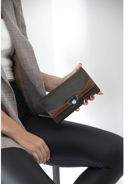 Silver Polo Haki Dört Bölmeli Kadın Cüzdan & Kartlık SP979