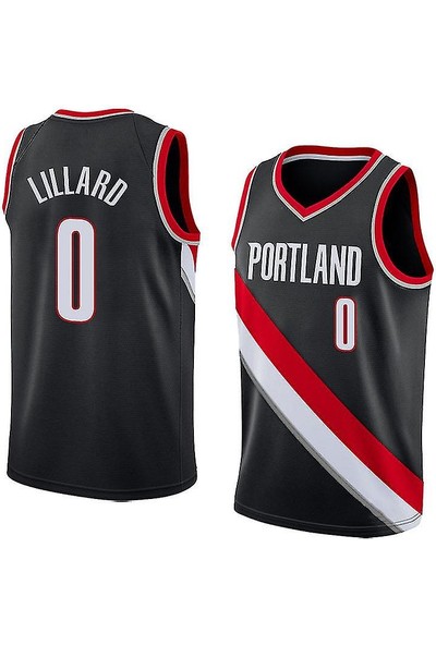 Populars Nba Portland Trail Blazers Damian Lillard No.0 Yetişkin Basketbol Forması - Siyah (Yurt Dışından)