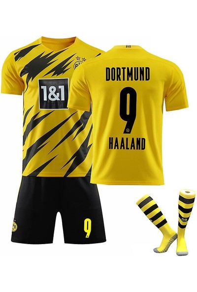 Populars Haaland Uefa Şampiyonlar Ligi Futbol Takımı Çocuk Forması Seti - Sarı (Yurt Dışından)