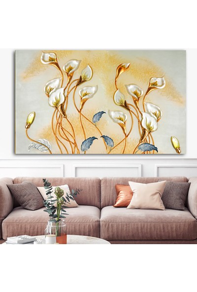 Epaconcept Altın Detaylı Çiçek Kanvas Tablo