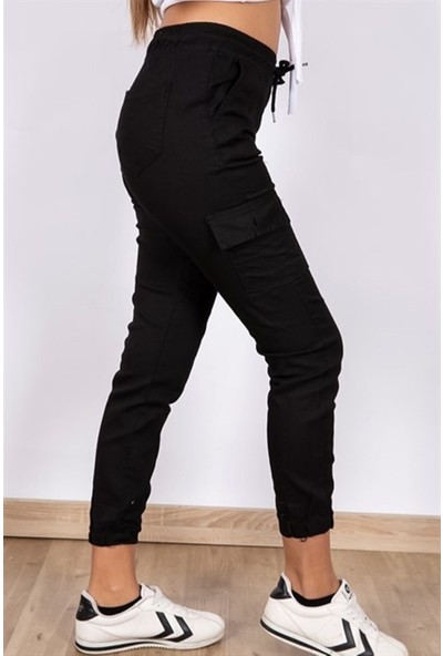 9043 Kadın Kanvas Pantolon Siyah