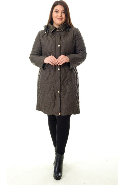 Günay Fierte Kadın Büyük Beden Kaban CBN8120 Kapüşon Fermuar Kapama Kapitone Günay Fierte Kadın Büyük Beden Kaban CBN8120 Kapüşon Fermuar Kapama Kapitone
