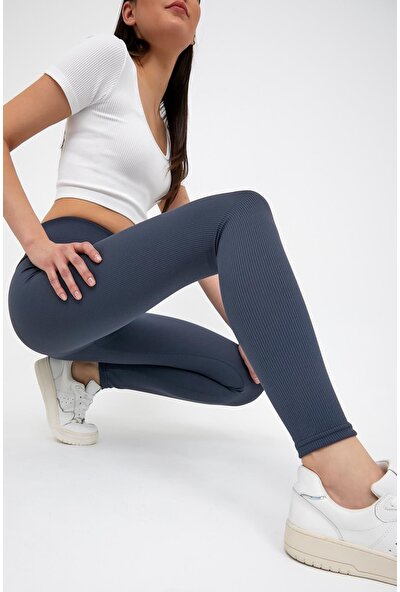 Domoda Yüksek Bel, Fitilli, Toparlayıcı Kaşkorse Örme Tayt