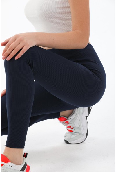 Domoda Yüksek Bel, Fitilli, Toparlayıcı Kaşkorse Örme Tayt