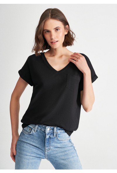 Mavi Kadın Siyah Basic Tişört 1600961-900