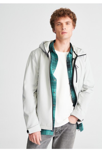 Mavi Erkek Kapüşonlu Gri Mont 0110007-70075