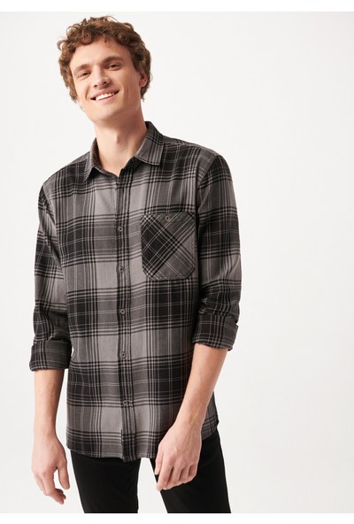 Mavi Erkek Kareli Gri Gömlek 0210071-80782