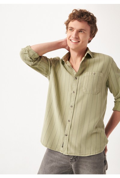 Mavi Erkek Çizgili Yeşil Gömlek 0210075-71769