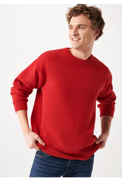 Mavi Erkek Bisiklet Yaka Kırmızı Kazak 0710007-70468