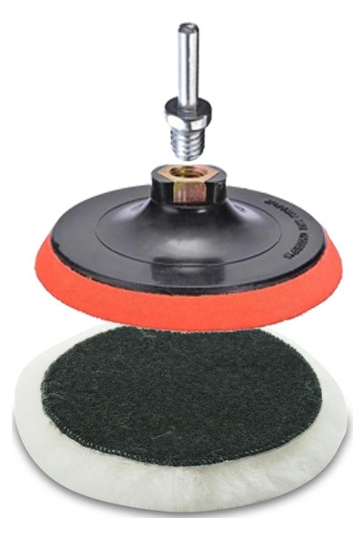 Dekor Cırtlı Saf Yün Polisaj Keçesi + Yelbey Cırtlı Taban ve Somun 12 cm