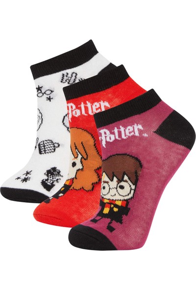 DeFacto Kadın Harry Potter Lisanslı Pamuklu 3'lü Kısa Çorap W1188AZ21WN