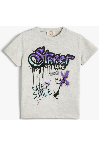 Koton Graffiti Baskılı Kısa Kollu Tişört Bisiklet Yaka Koton Graffiti Baskılı Kısa Kollu Tişört Bisiklet Yaka