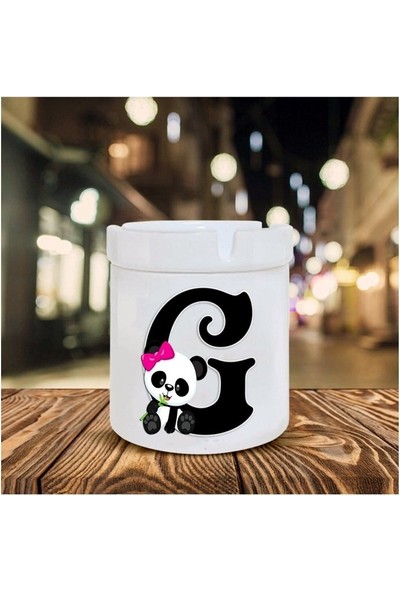 Panorama Promosyon G Harfi Panda Baskılı Seramik Kokusuz Küllük Hediyelik Ne Hediye Alınır