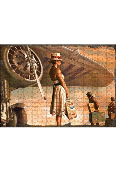 Tablomega Ahşap Mdf Puzzle Yapboz Fransız Kadın ve Uçak 500 Parça 50*70 cm Tablomega Ahşap Mdf Puzzle Yapboz Fransız Kadın ve Uçak 500 Parça 50*70 cm