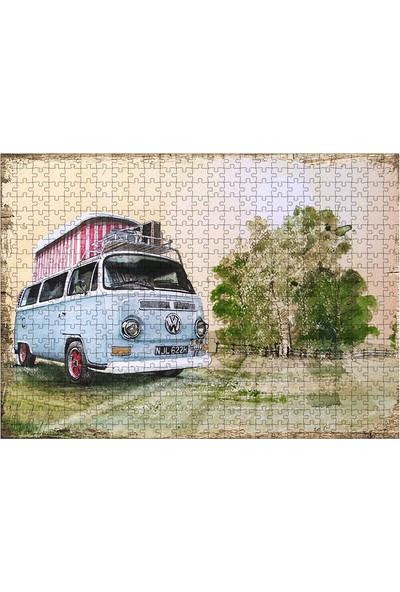 Tablomega Ahşap Mdf Puzzle Yapboz Karavan Volkswagen 500 Parça 50*70 cm