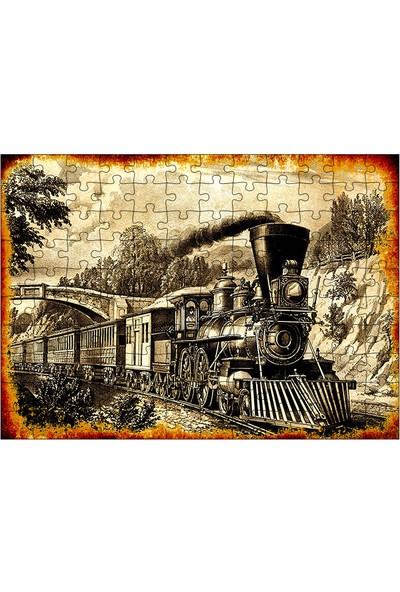 Tablomega Ahşap Mdf Puzzle Yapboz Karakalem Çizim Tren 120 Parça 25*35 cm
