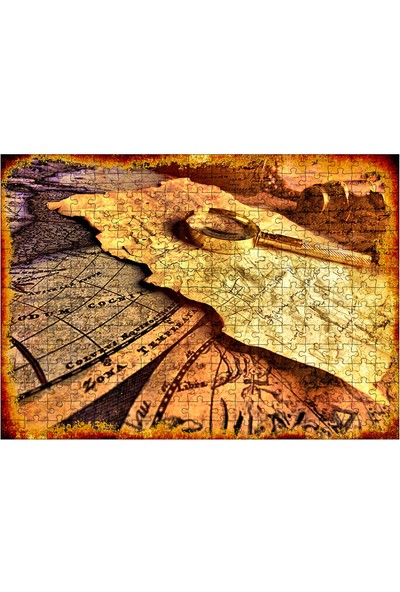 Tablomega Ahşap Mdf Puzzle Yapboz Eskitilmiş Harita ve Büyüteç 255 Parça 35*50 cm Tablomega Ahşap Mdf Puzzle Yapboz Eskitilmiş Harita ve Büyüteç 255 Parça 35*50 cm