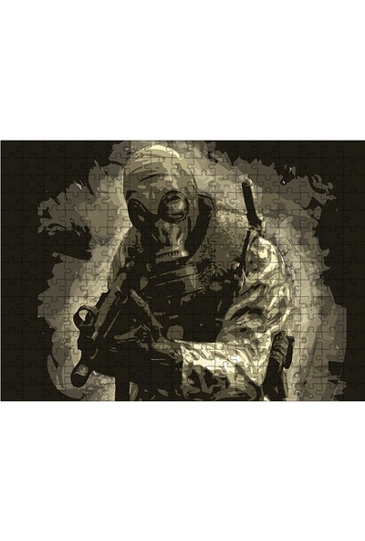 Tablomega Ahşap Mdf Puzzle Yapboz Asker ve Gaz Maskesi 255 Parça 35*50 cm
