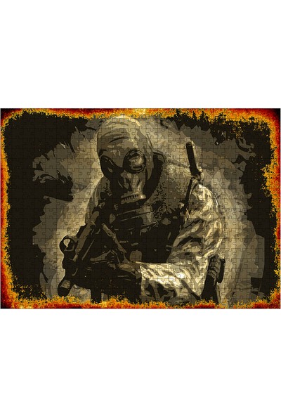 Tablomega Ahşap Mdf Puzzle Yapboz Gaz Maskeli Asker 500 Parça 50*70 cm