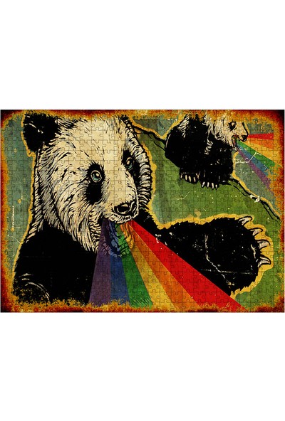 Tablomega Ahşap Mdf Puzzle Yapboz Panda ve Gökkuşağı 500 Parça 50*70 cm Tablomega Ahşap Mdf Puzzle Yapboz Panda ve Gökkuşağı 500 Parça 50*70 cm
