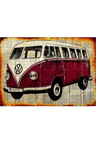 Tablomega Ahşap Mdf Puzzle Yapboz Nostaljik Volkswagen Minibüs 500 Parça 50*70 cm