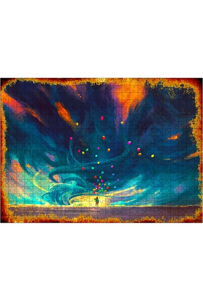 Tablomega Ahşap Mdf Puzzle Yapboz Uçan Balonlar ve Gökyüzü 500 Parça 50*70 cm