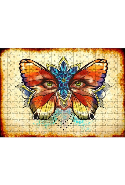 Tablomega Ahşap Mdf Puzzle Yapboz Kelebek ve Göz 255 Parça 35*50 cm