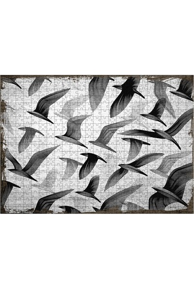 Tablomega Ahşap Mdf Puzzle Yapboz Siyah Beyaz Kuşlar 500 Parça 50*70 cm