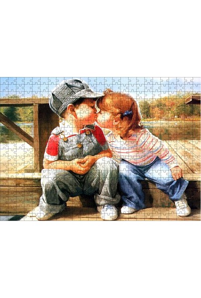 Tablomega Ahşap Mdf Puzzle Yapboz Ilk Aşk Ilk Öpücük 500 Parça 50*70 cm