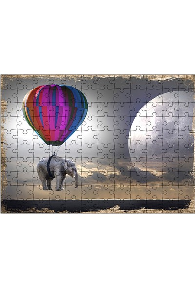 Tablomega Ahşap Mdf Puzzle Yapboz Fantastik Fil Balon Gezegen 120 Parça 25*35 cm