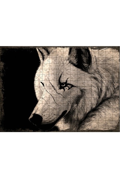 Tablomega Ahşap Mdf Puzzle Yapboz Düşünen Beyaz Kurt 255 Parça 35*50 cm