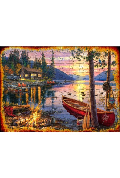 Tablomega Ahşap Mdf Puzzle Yapboz Kamp Evi 120 Parça 25*35 cm