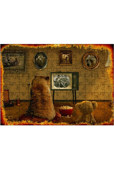 Tablomega Ahşap Mdf Puzzle Yapboz Televizyon Izleyen Kedi 120 Parça 25*35 cm