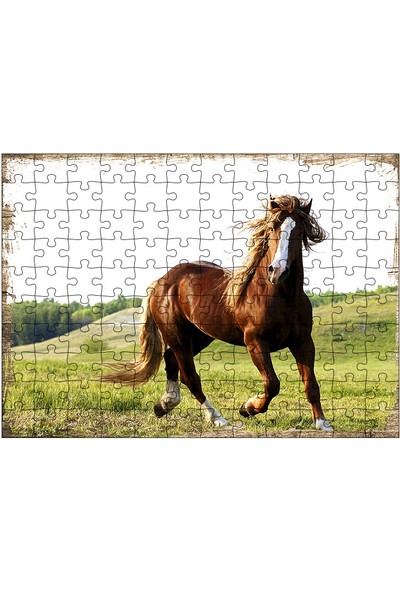 Tablomega Ahşap Mdf Puzzle Yapboz Özgür Kahve Rengi At 120 Parça 25*35 cm