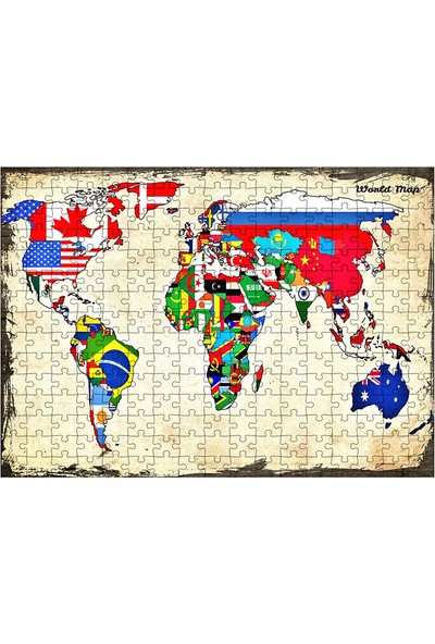 Tablomega Ahşap Mdf Puzzle Yapboz Dünya Haritası ve Bayraklar 255 Parça 35*50 cm Tablomega Ahşap Mdf Puzzle Yapboz Dünya Haritası ve Bayraklar 255 Parça 35*50 cm