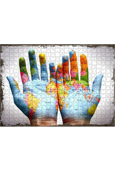 Tablomega Ahşap Mdf Puzzle Yapboz Eldeki Harita 500 Parça 50*70 cm Tablomega Ahşap Mdf Puzzle Yapboz Eldeki Harita 500 Parça 50*70 cm