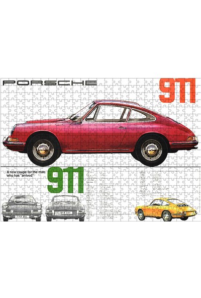 Tablomega Ahşap Mdf Puzzle Yapboz Porsche 911 Retro Afiş 500 Parça 50*70 cm